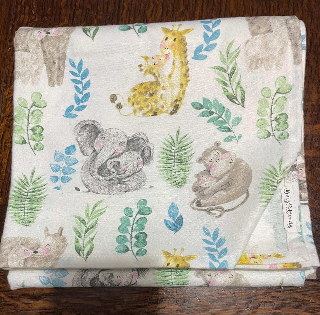 Safari Animals Flannel Baby Receiving Blanket. Elephant Blanket. Crib ...