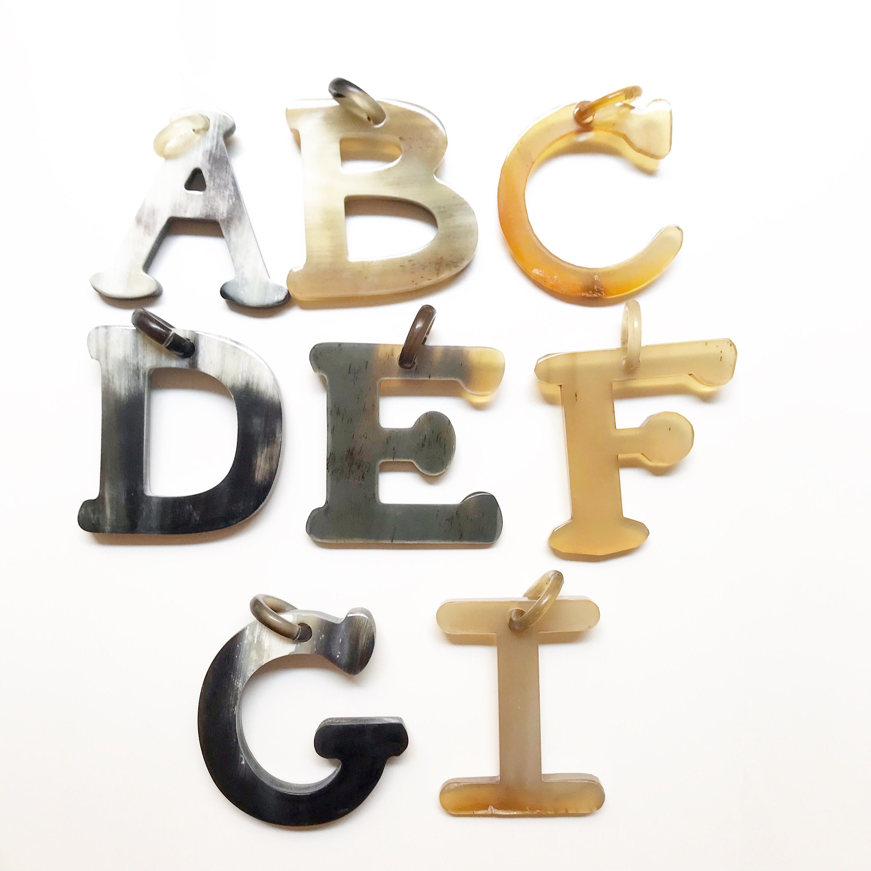 Buffalo Horn Letter Pendant, Letter A Pendant, Letter B, Letter C ...
