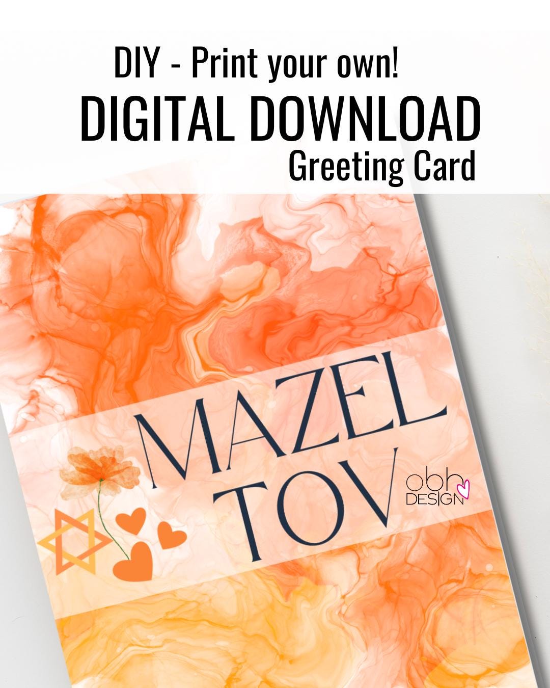 Jewish Celebration Digital Download | Star of David Mazel Tov Card ...