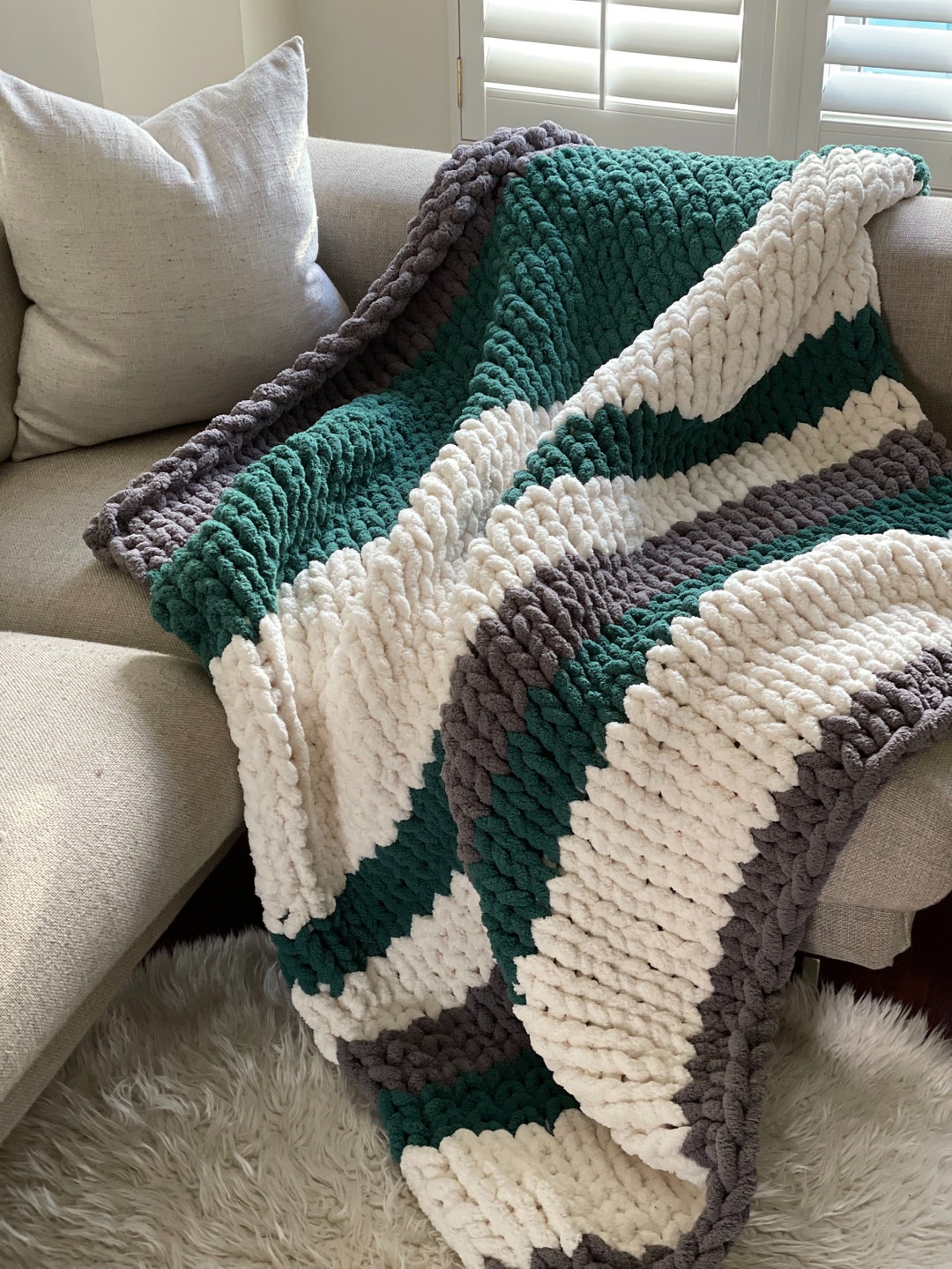 Chunky Chenille Blanket Pattern: Finger Knit DIY Throw (PDF Pattern) - Etsy