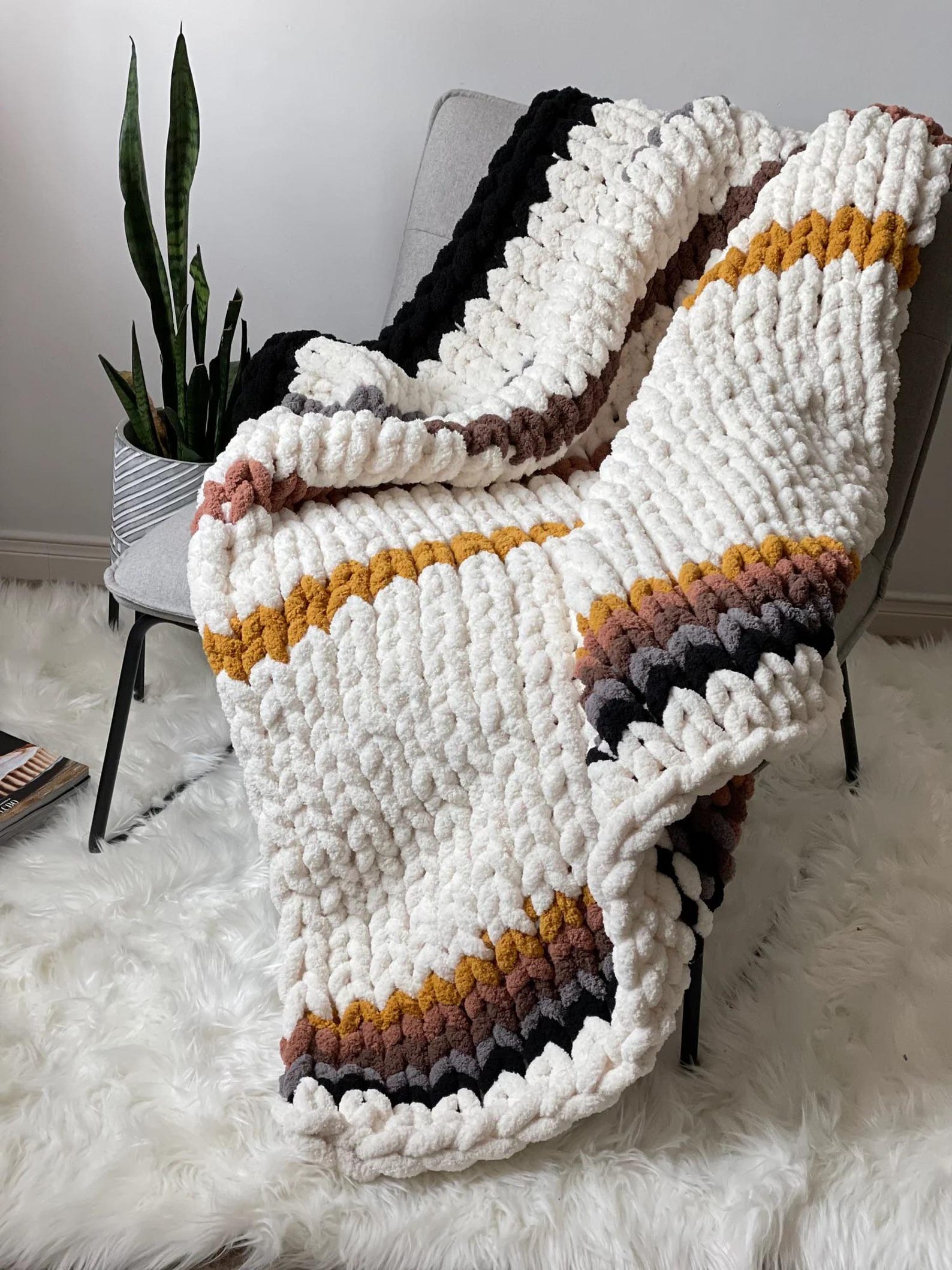Chunky Chenille Blanket Knitting Pattern: Easy DIY Throw (PDF) - Etsy