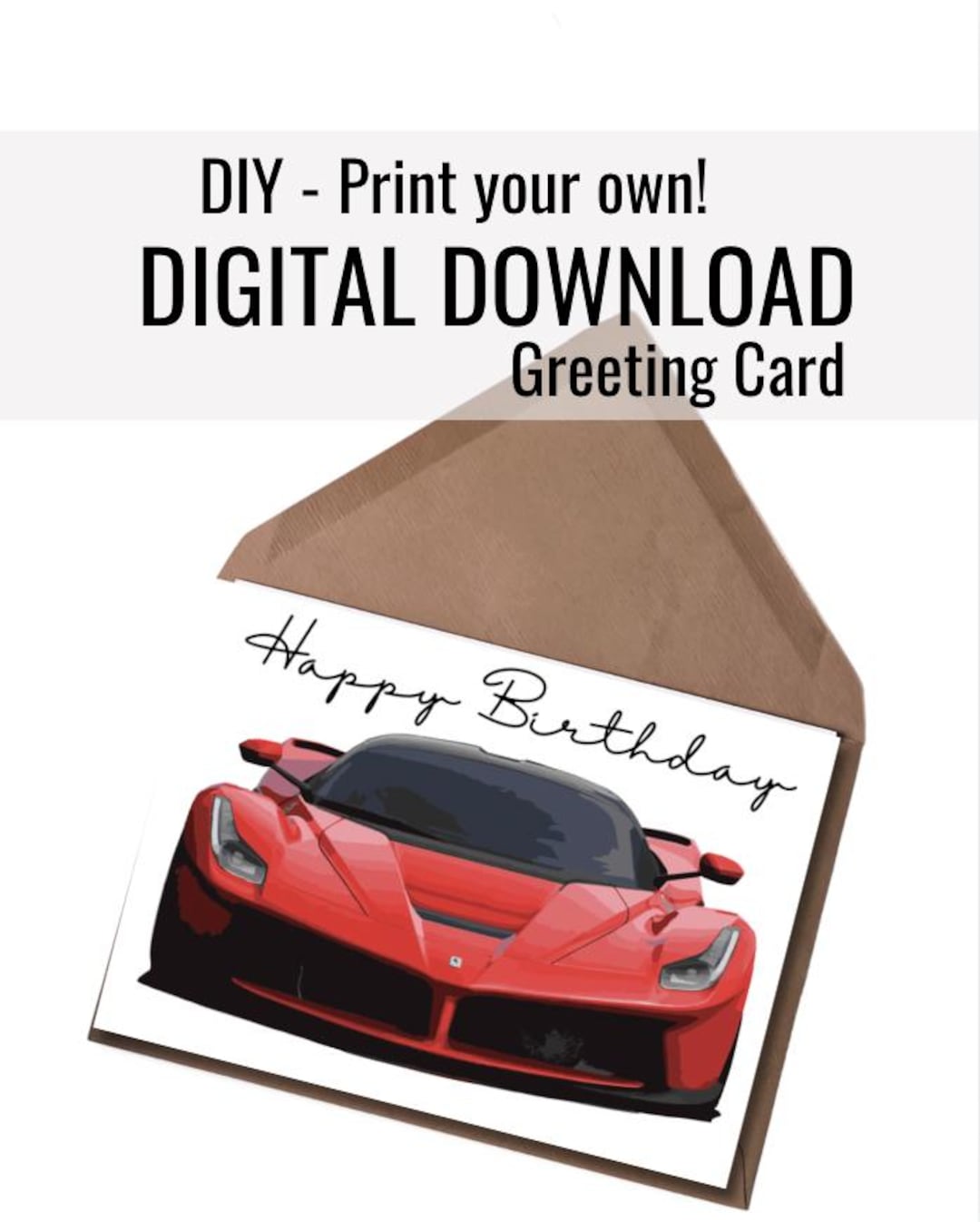Happy Birthday Red Sports Car Digital Card | Car Enthusiast-themed ...