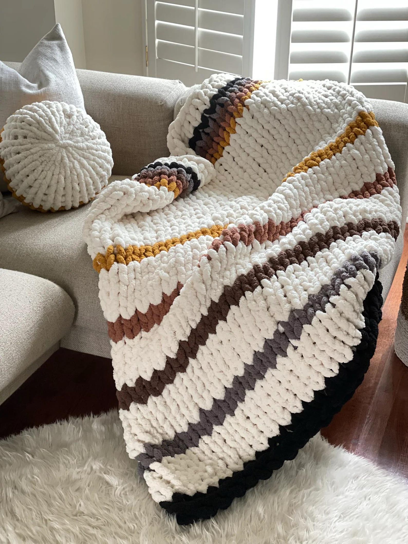 Chunky Chenille Blanket Knitting Pattern: Easy DIY Throw (PDF) - Etsy