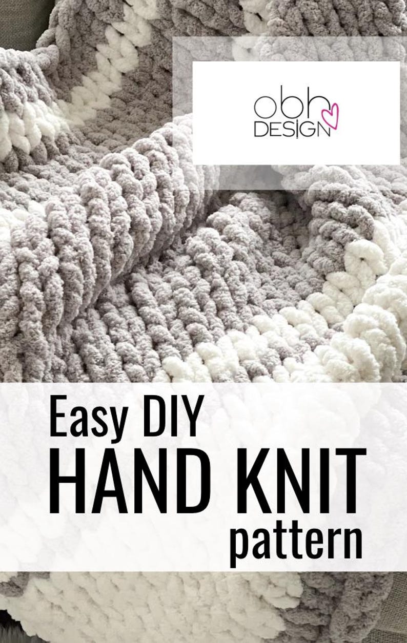 Chunky Chenille Blanket Finger Knitting Pattern: Easy DIY Throw (PDF ...