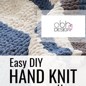 The Pablo - Blue, Grey and White Striped Chunky Chenille Blanket ...