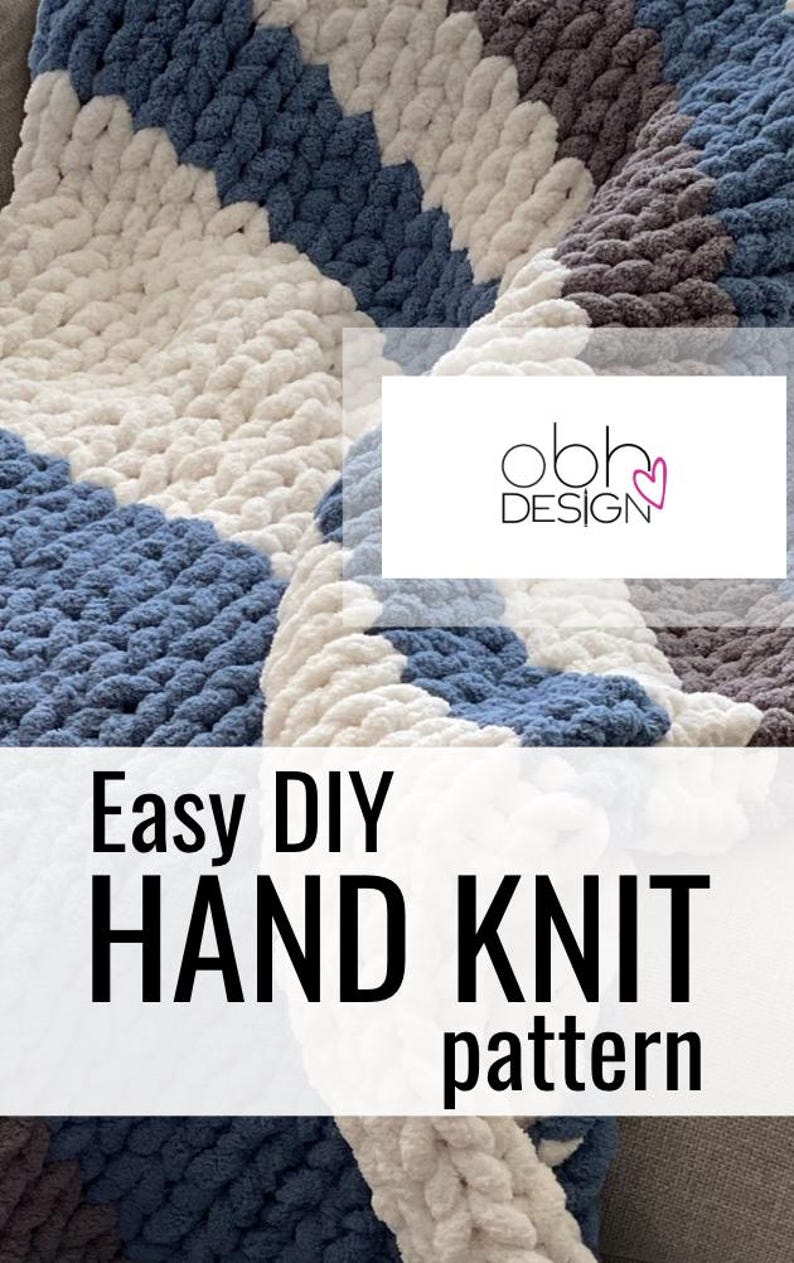 The Pablo - Blue, Grey and White Striped Chunky Chenille Blanket ...