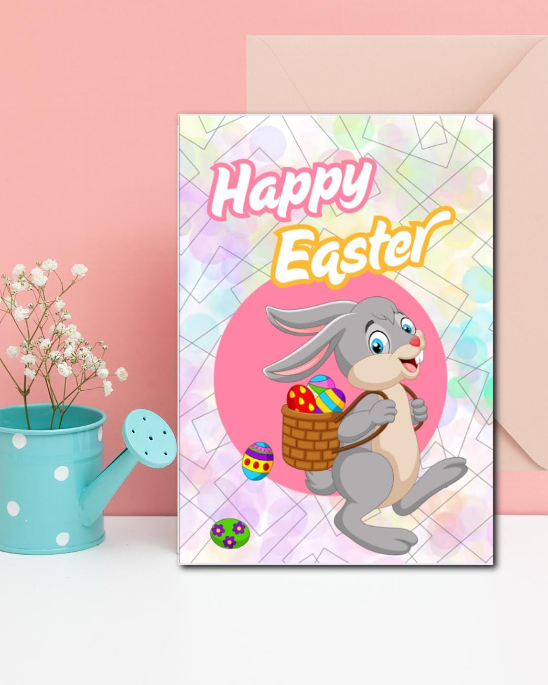 Cute Easter Bunny Card Printable | Digital Download Happy Easter ...
