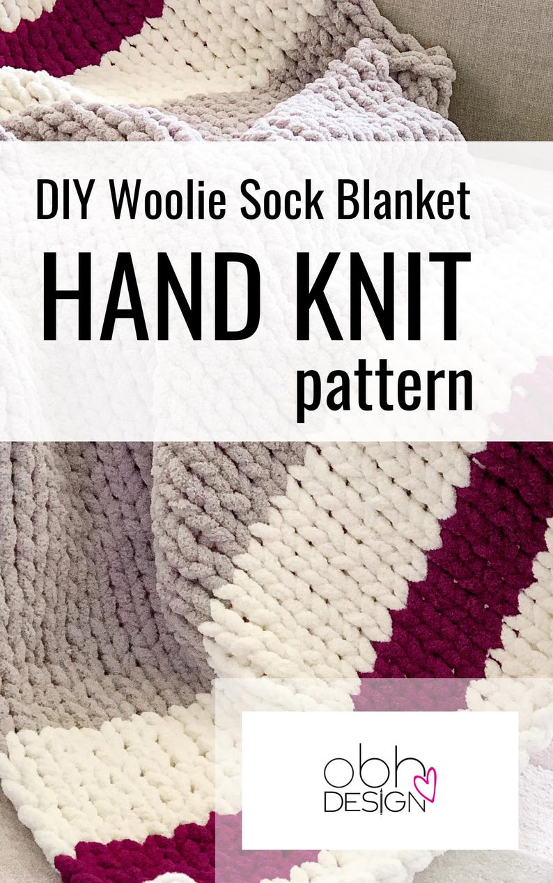 Woolie Sock Blanket Knitting Pattern PDF – Chunky Chenille DIY Throw ...