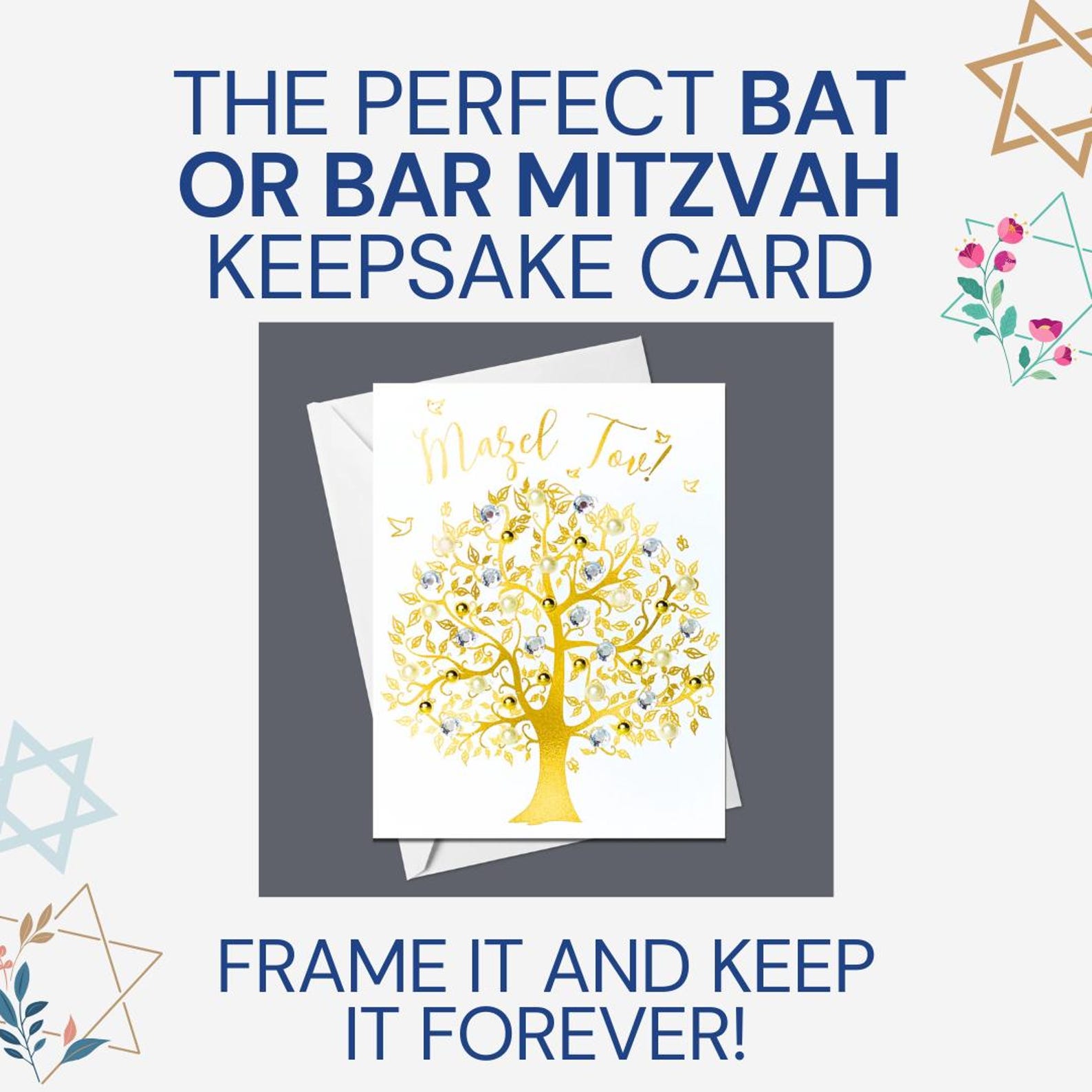 Handmade Mazel Tov Tree of Life Card: Gold Sparkle Jewish Gift - Etsy