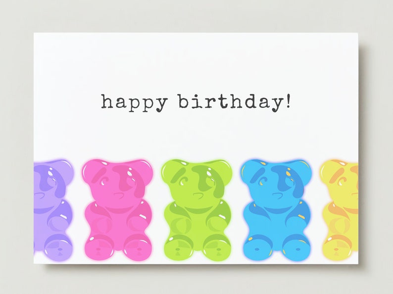 Gummy Bear Happy Birthday Card PRINTABLE - Etsy
