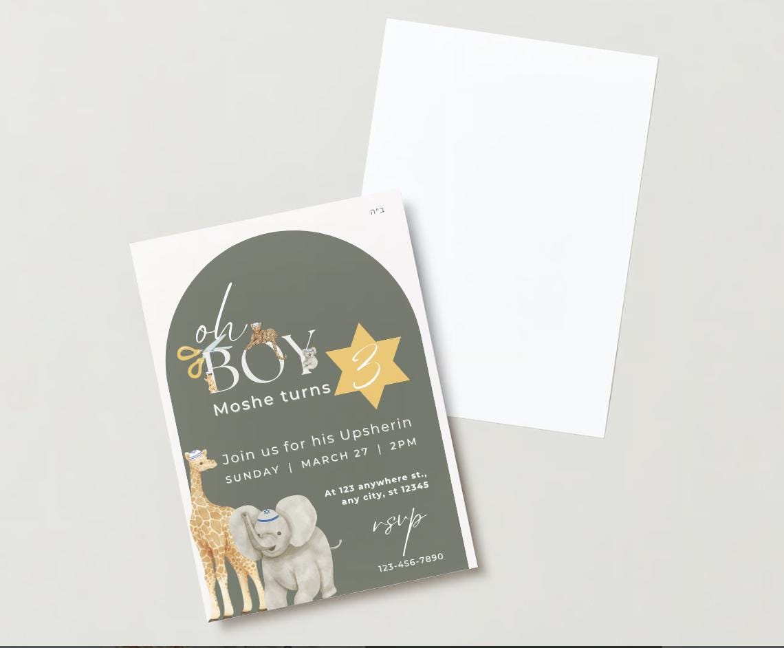 Safari Theme Upsherin 3rd Birthday Editable Invitation Digital File - Etsy