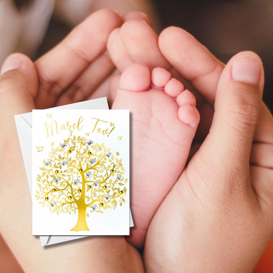 Handmade Mazel Tov Tree of Life Card: Gold Sparkle Jewish Gift - Etsy