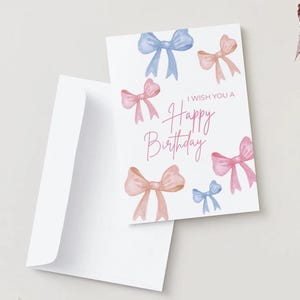 Bow Birthday Card Printable | Digital Download Happy Birthday Card With ...
