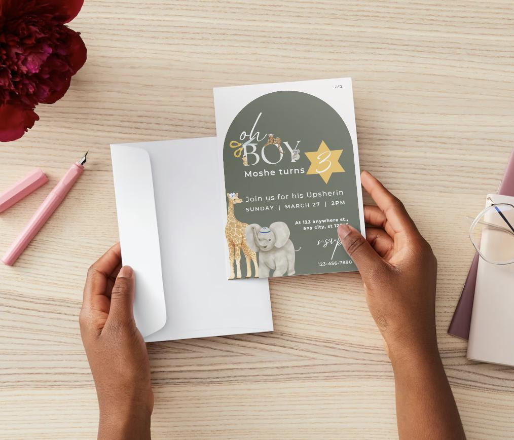 Safari Theme Upsherin 3rd Birthday Editable Invitation Digital File - Etsy