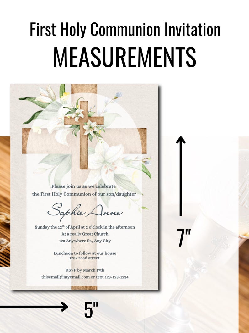 Customizable First Communion Invitation for Girl or Boy | Editable 5x7 ...