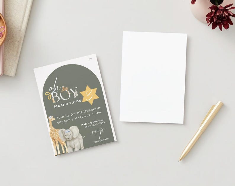 Safari Theme Upsherin 3rd Birthday Editable Invitation Digital File - Etsy