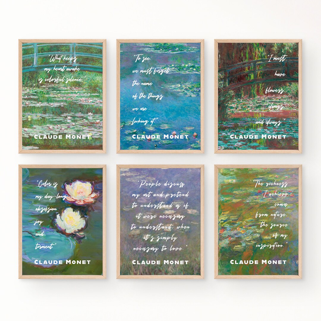 CLAUDE MONET Quotes Water Lilies Wall Art Poster, 6 Printables Set ...