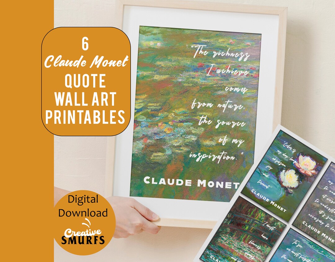 CLAUDE MONET Quotes Water Lilies Wall Art Poster, 6 Printables Set ...