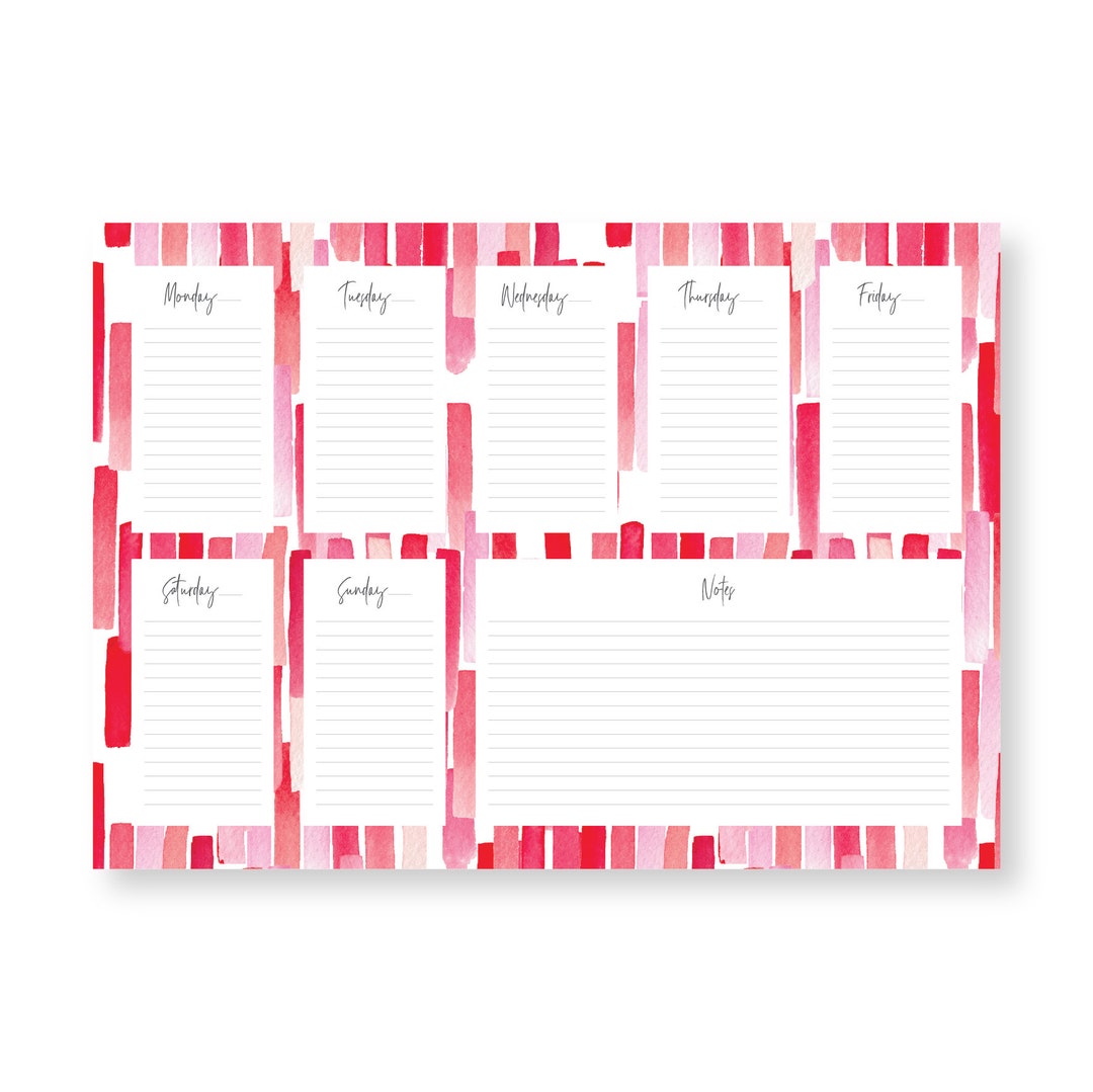 Watercolour Stripes Weekly Planner Notepad - Etsy Australia