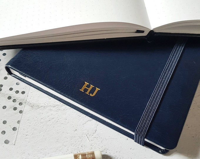 Personalised Notebook, Navy Blue A5 Journal or Sketchbook (dot Grid ...