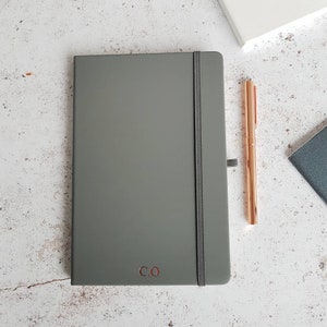 Personalised Grey Notebook & Metal Pen Set, A5 Lined Luxury Notebook ...