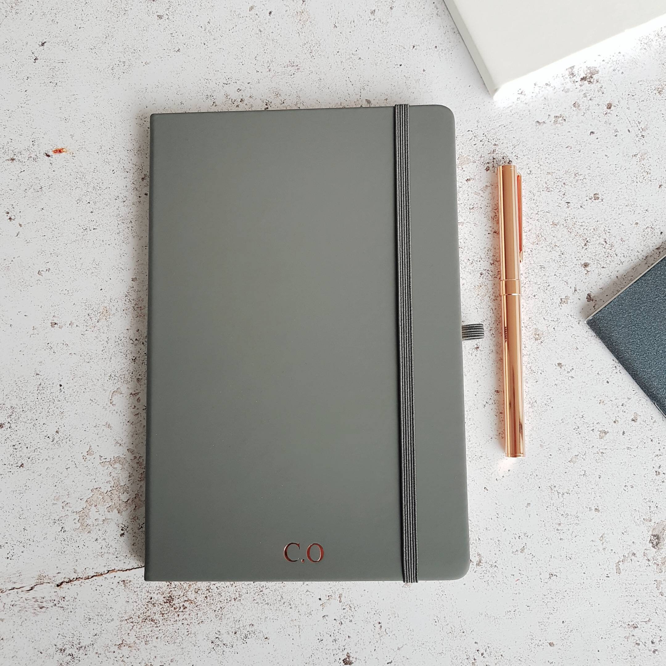 Personalised Grey Notebook & Metal Pen Set A5 Lined Luxury - Etsy