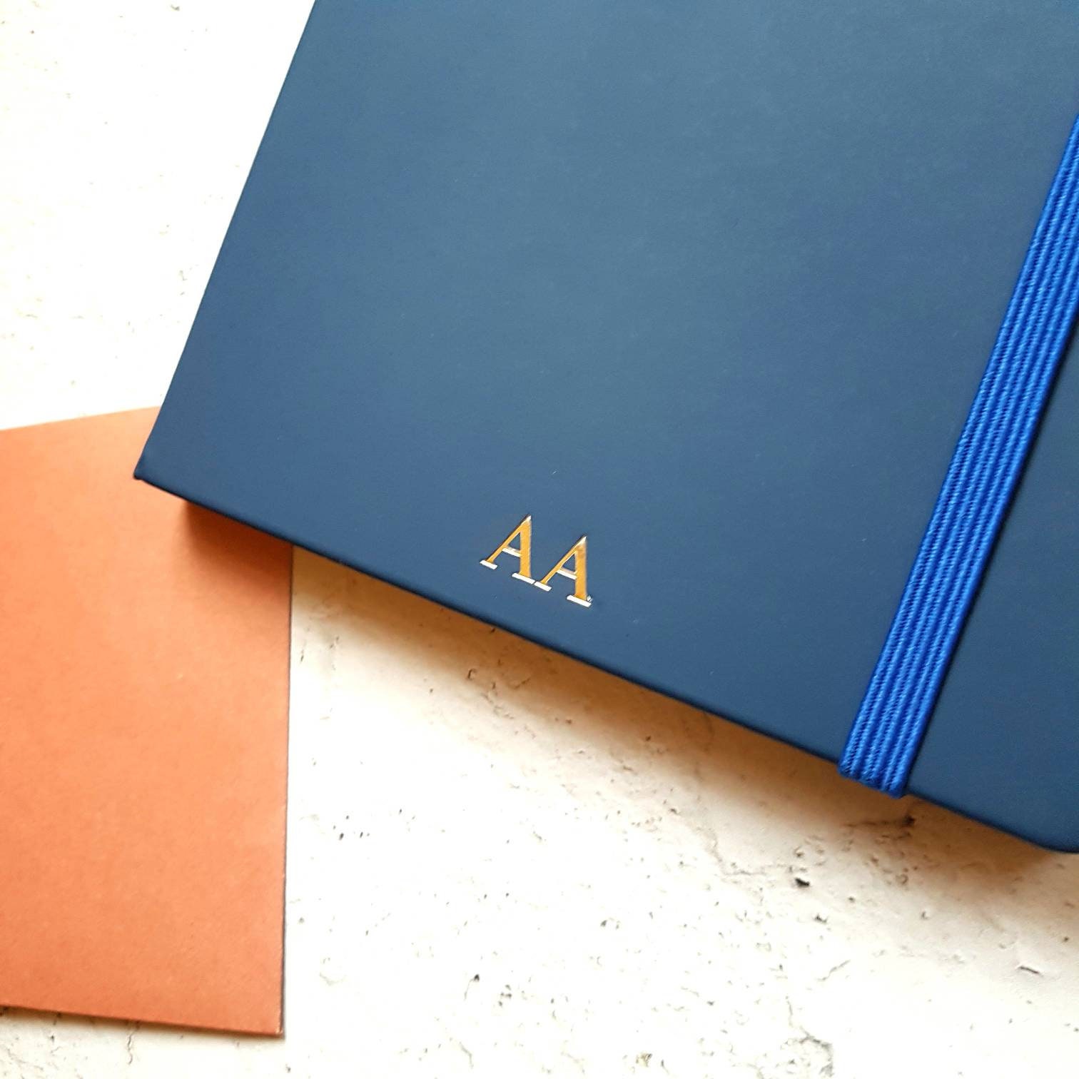 Personalised Notebook Navy Blue Lined A5 Luxury Journal. - Etsy UK