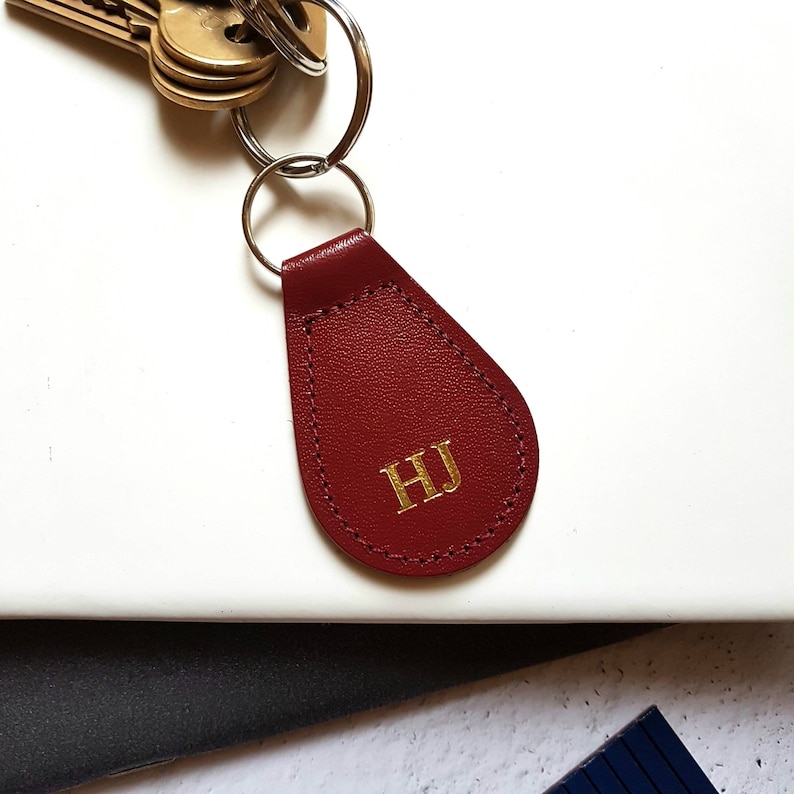 Personalised Leather Keyring Key Fob With Initials. Monogram | Etsy UK