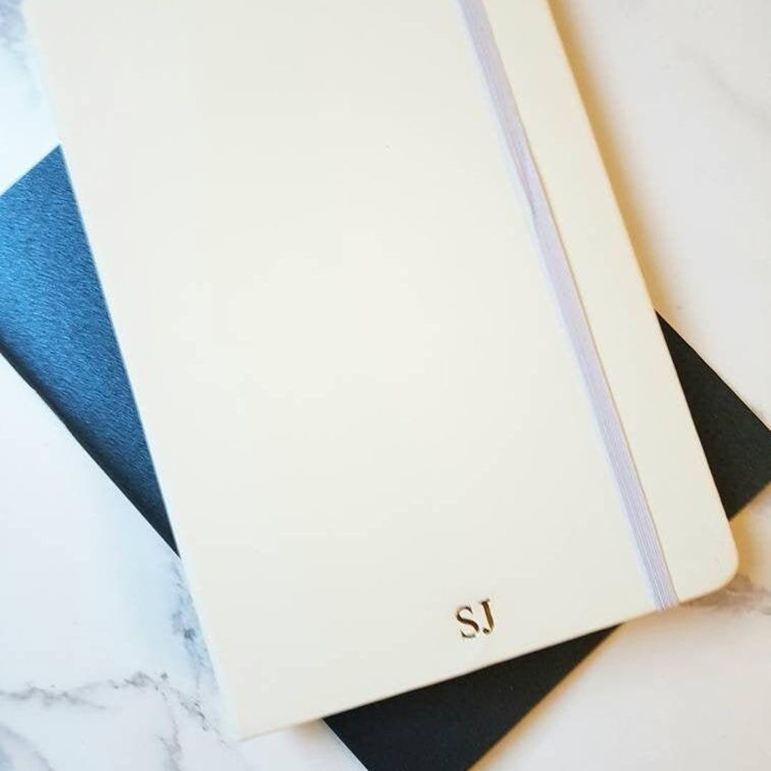 Personalised White A5 Notebook, Monogram Initials Journal, Lined ...