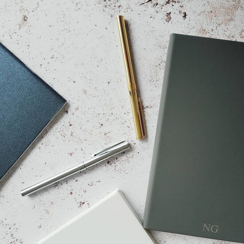 Personalised Grey Notebook & Metal Pen Set A5 Lined Luxury - Etsy
