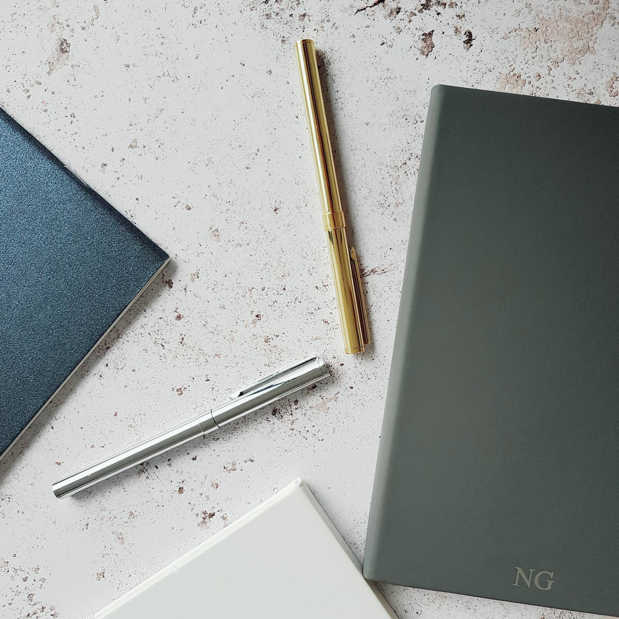 Personalised Grey Notebook & Metal Pen Set A5 Lined Luxury - Etsy