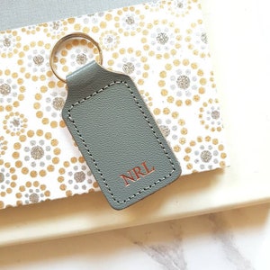 Personalised Grey Keyring Key Fob Custom Leather Key Ring. - Etsy UK