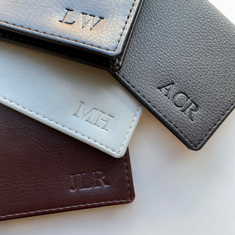 Personalised Card Holder, Initials/monogram Gift, Vegan Leather Wallet ...