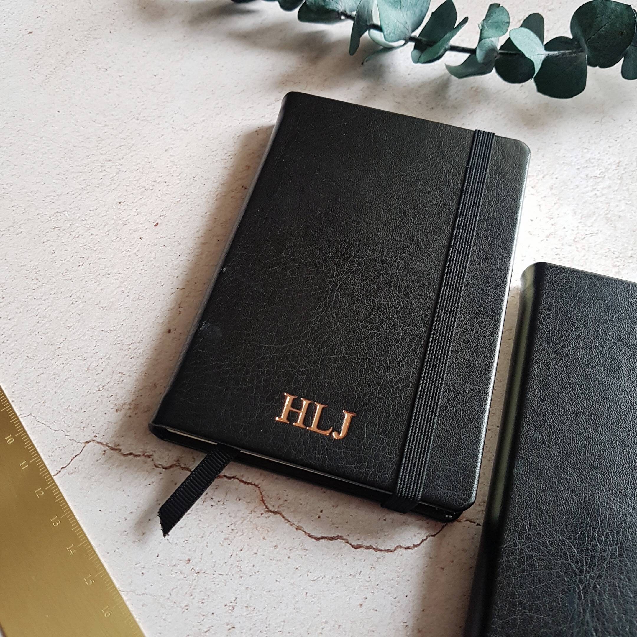 Personalised A6 Notebook, Black/brown, Small Journal Lined/plain Paper ...