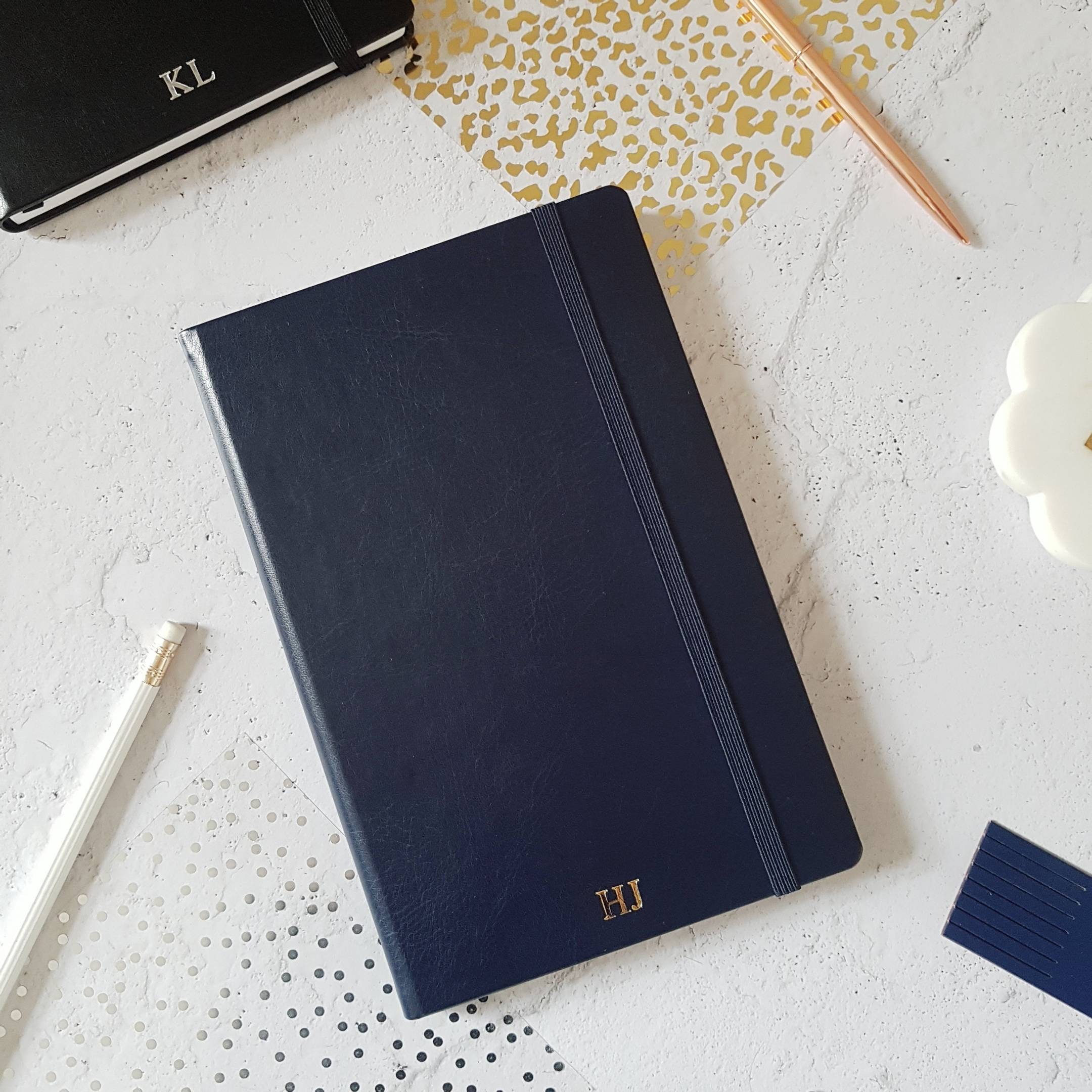 Personalised Notebook Navy Blue A5 Journal or Sketchbook dot - Etsy UK