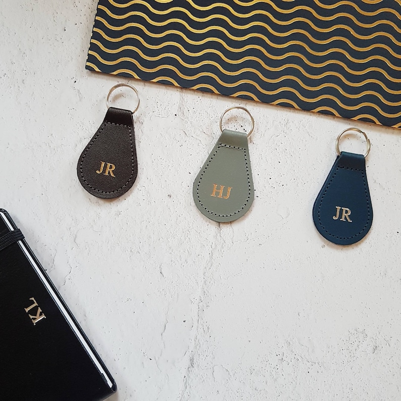 Personalised Keyring Key Fob With Initials Real Leather - Etsy UK