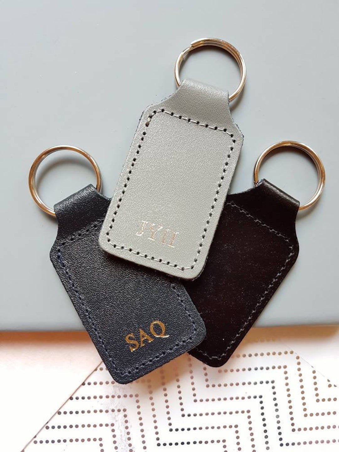 Personalised Keyring, Genuine Leather Key Fob. Custom Key Ring ...