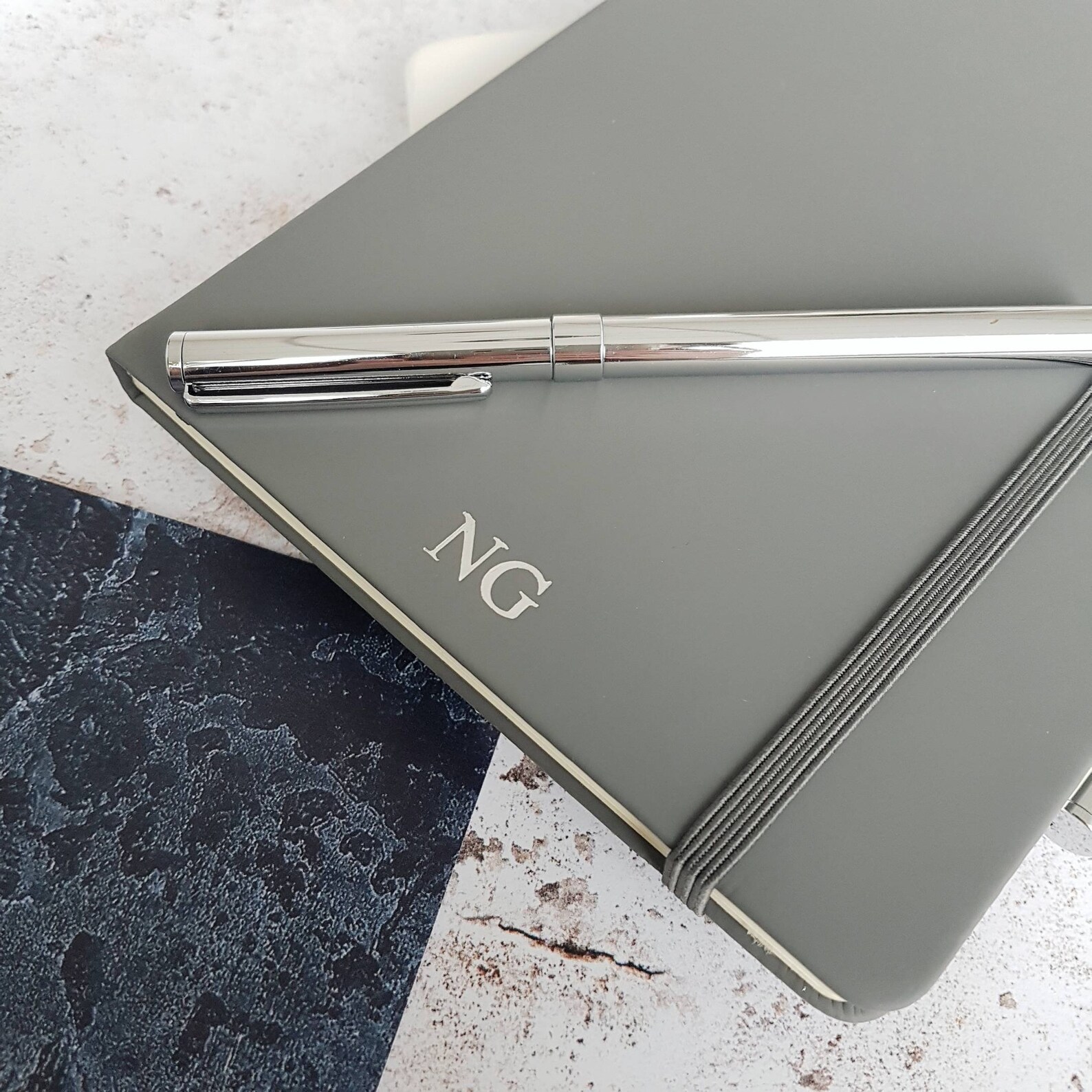 Personalised Grey Notebook & Metal Pen Set A5 Lined Luxury - Etsy