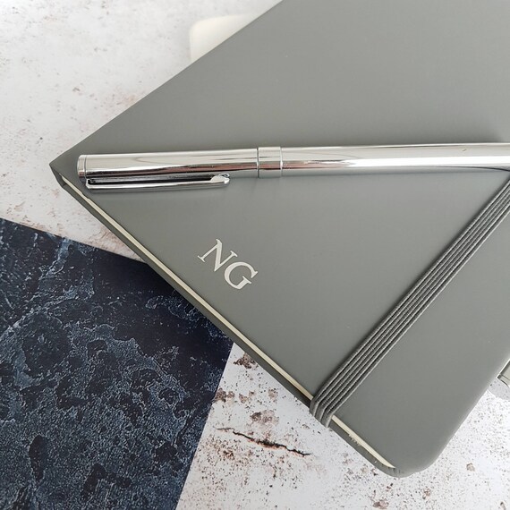 Personalised Grey Notebook & Metal Pen Set A5 Lined Luxury - Etsy