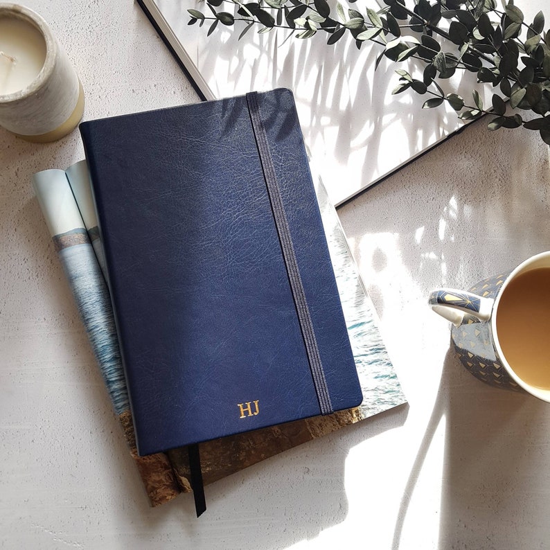 Personalised Notebook, Navy Blue A5 Journal or Sketchbook (dot Grid ...