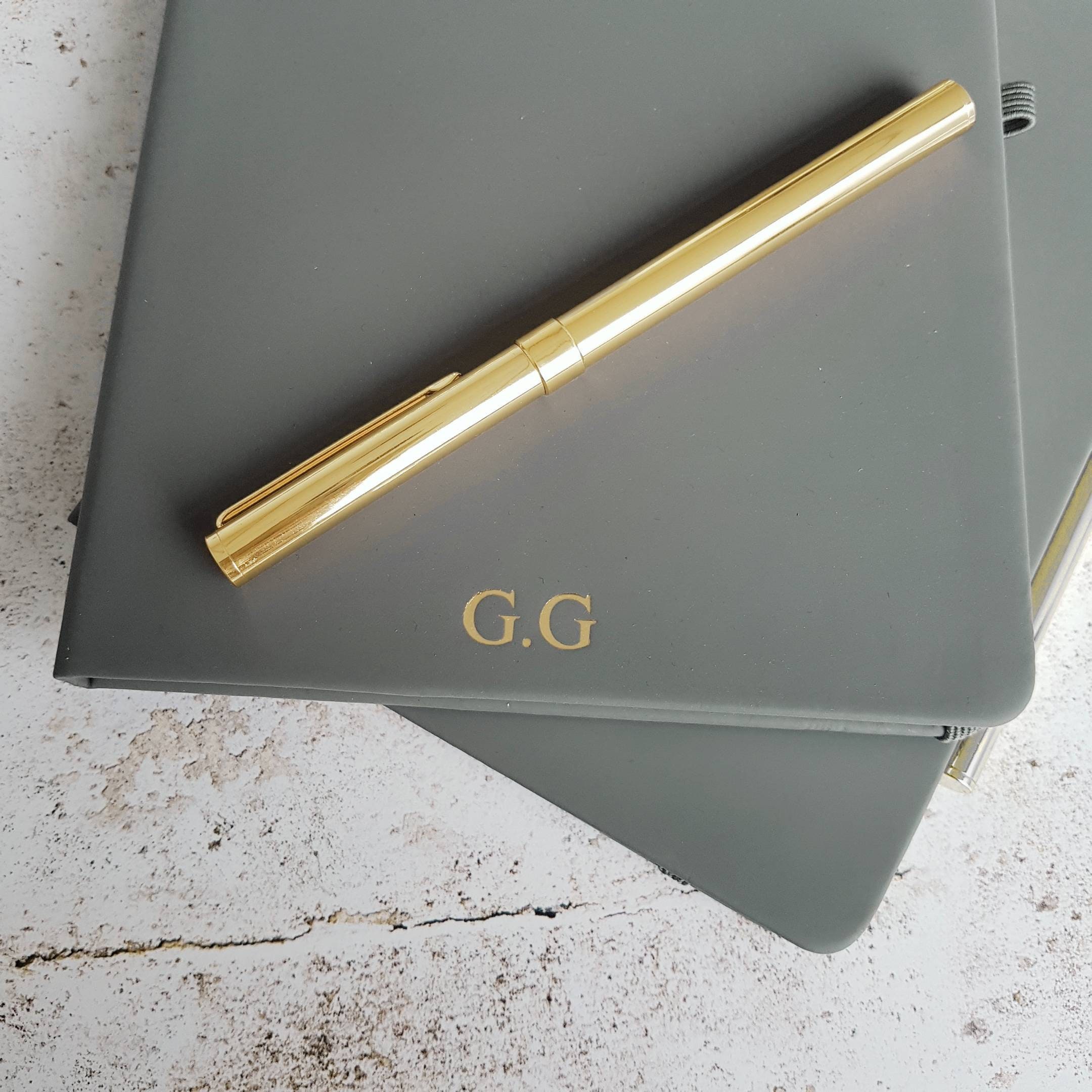 Personalised Grey Notebook & Metal Pen Set A5 Lined Luxury - Etsy