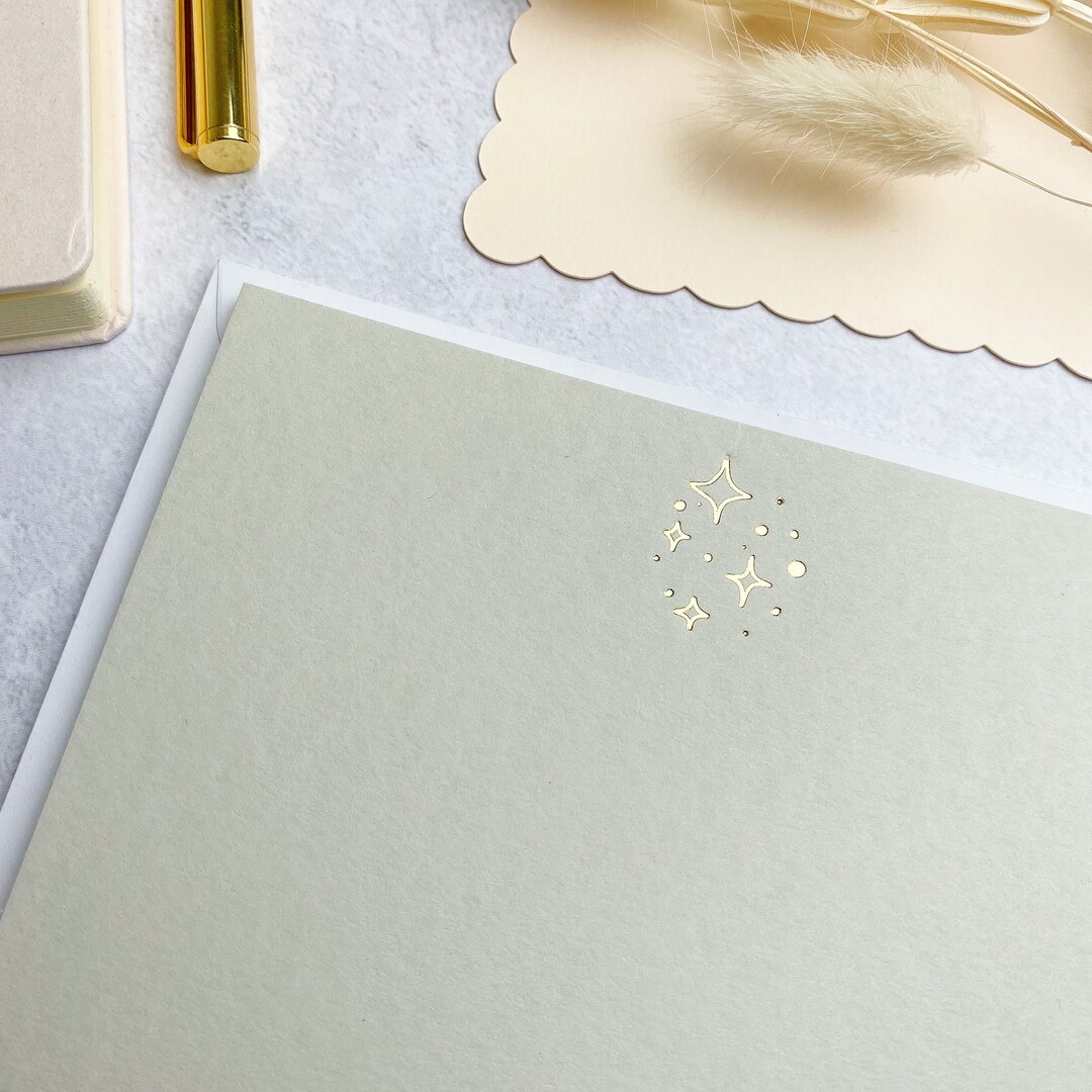 A6 Flat Notecards With Foil Star Design, Pack of 10 With Envelopes ...