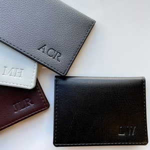 Personalised Card Holder, Initials/monogram Gift, Vegan Leather Wallet ...