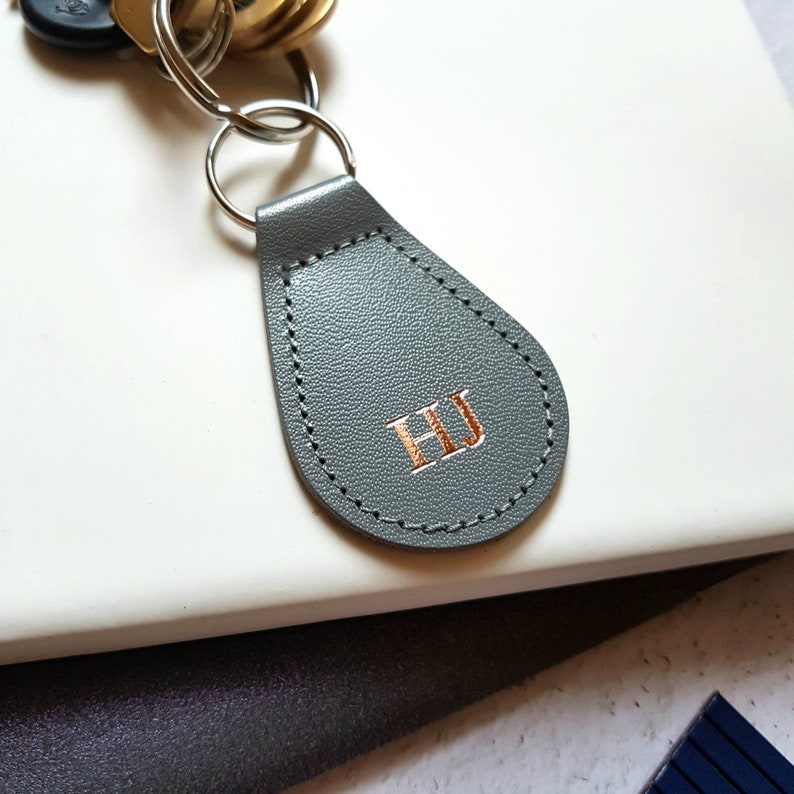 Personalised Leather Keyring Key Fob With Initials. Monogram | Etsy UK