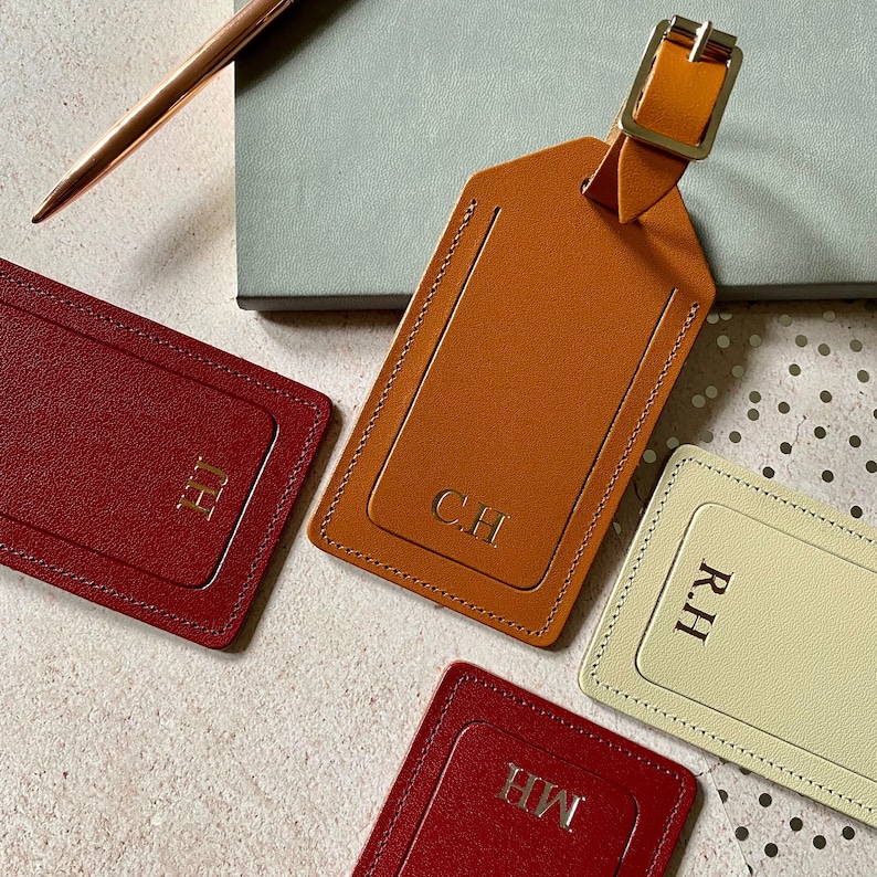 Personalised Luggage Tag in Recycled Leather, Suitcase Bag Tag ...