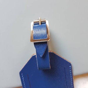 Personalised Luggage Tag, Blue Recycled Leather Baggage ID Label ...