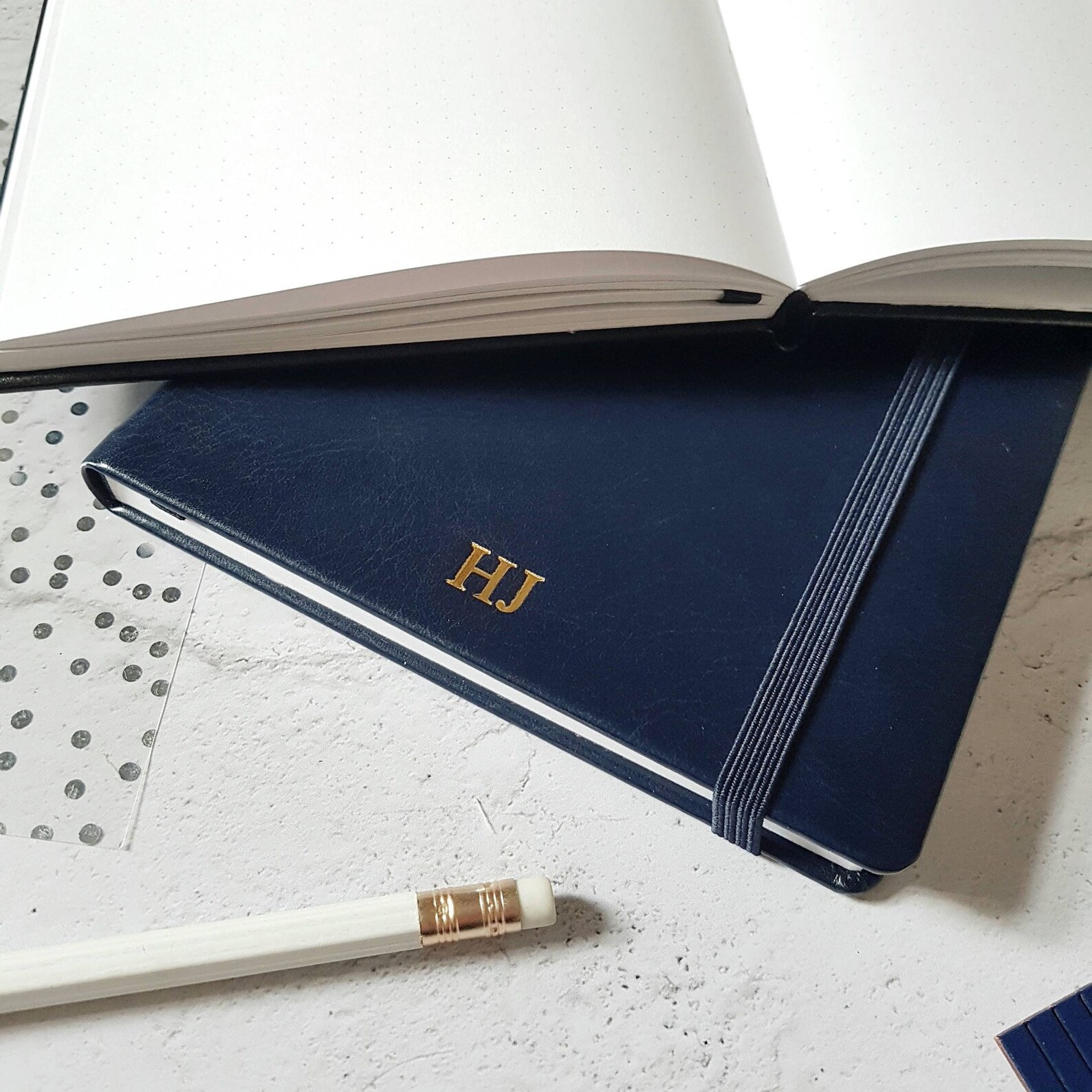 Personalised Notebook, Navy Blue A5 Journal or Sketchbook (dot Grid ...