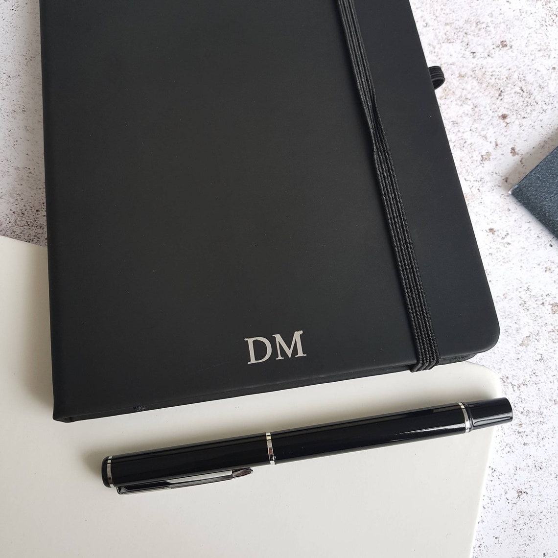 Personalised Notebook & Pen Set A5 Black Lined or Blank | Etsy UK