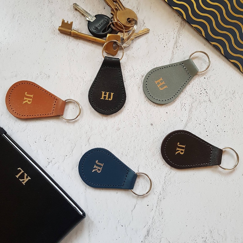 Personalised Keyring Key Fob with Initials Real Leather | Etsy