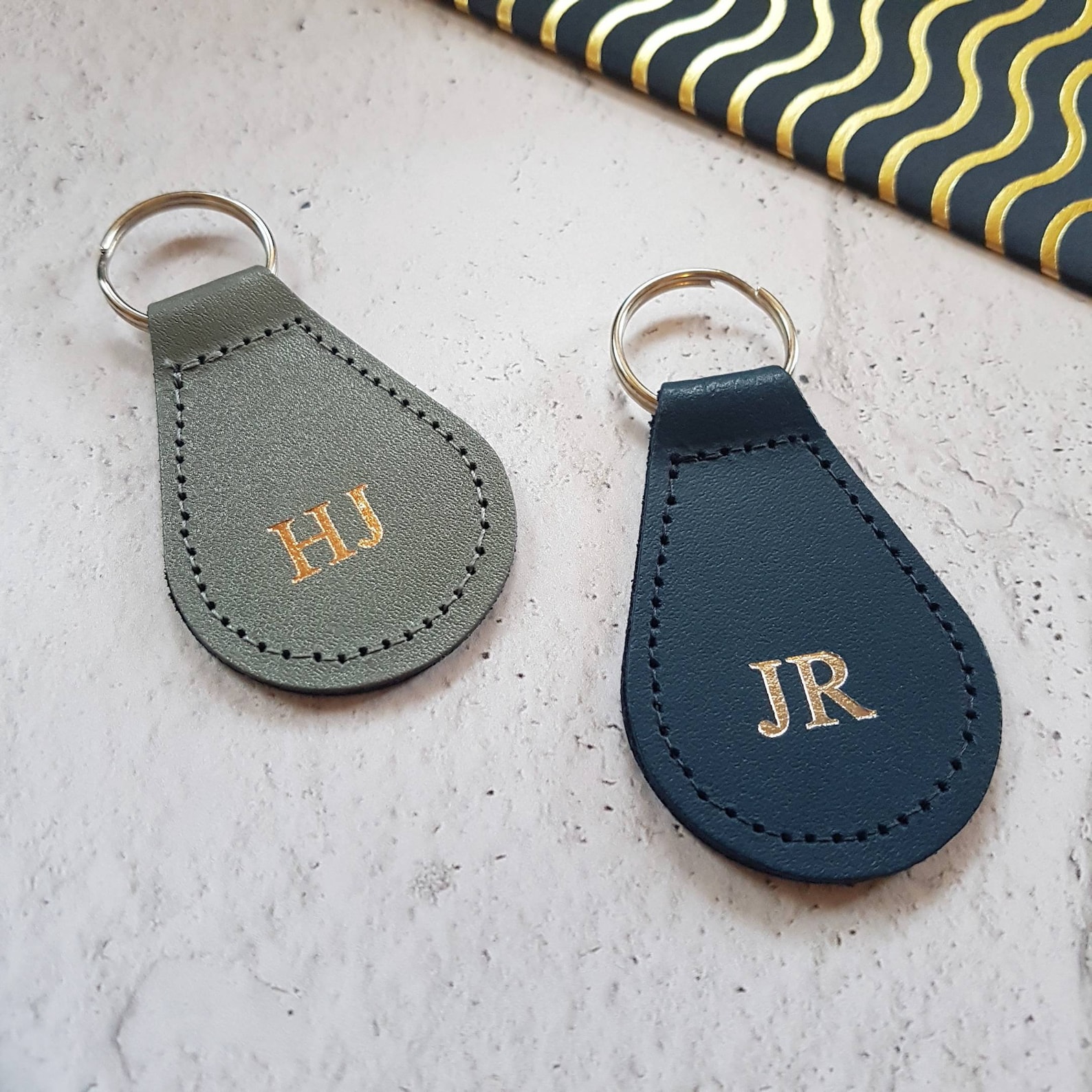 Personalised Keyring Key Fob With Initials Real Leather - Etsy UK